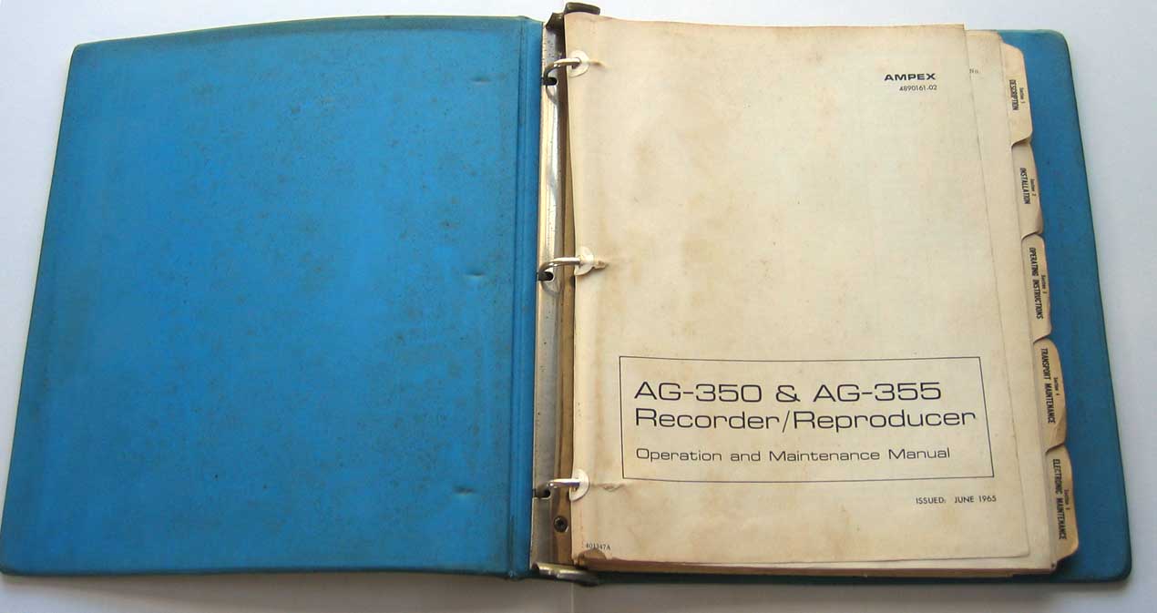 VINTAGE Ampex AG-350 / AG-355 Analog Tape Deck Service Manual